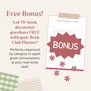 Book Club Planner, Reading Group Printable, Book Club Questions, Book ...