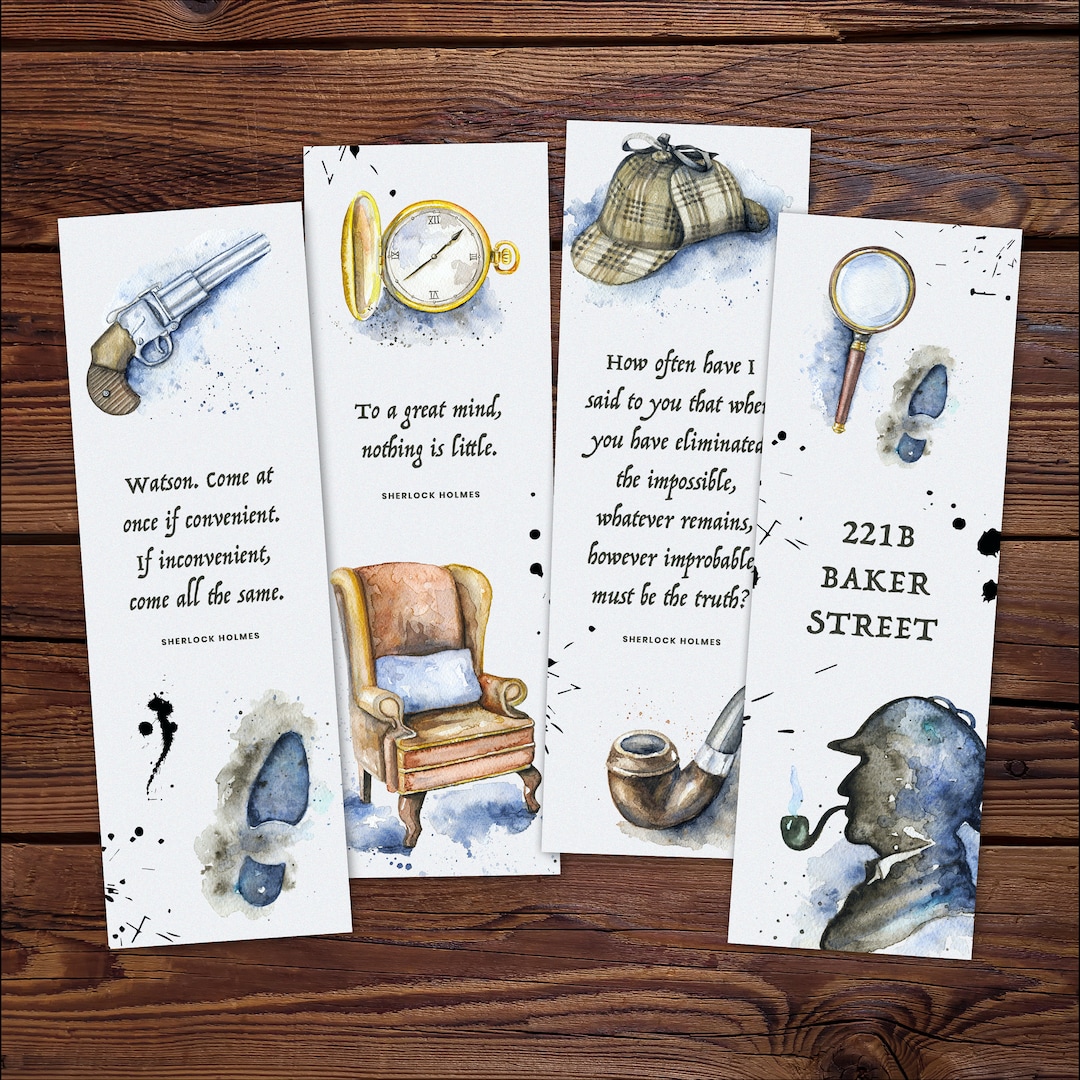 Sherlock Holmes Bookmark Set, Printable Bookmarks Sherlock Holmes Gift ...