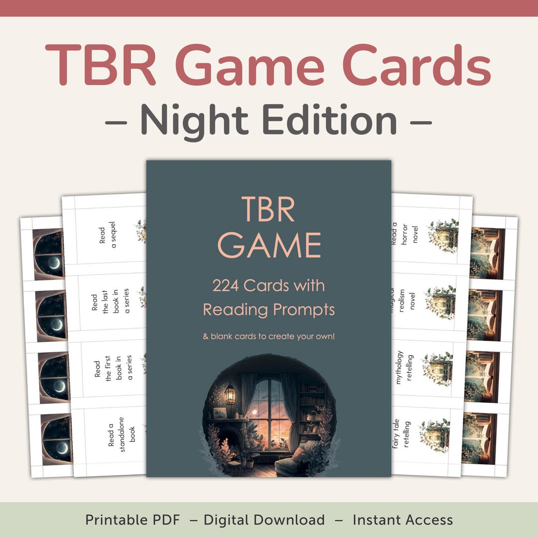 Printable TBR Game Cards With Reading Prompts – Night Edition ...