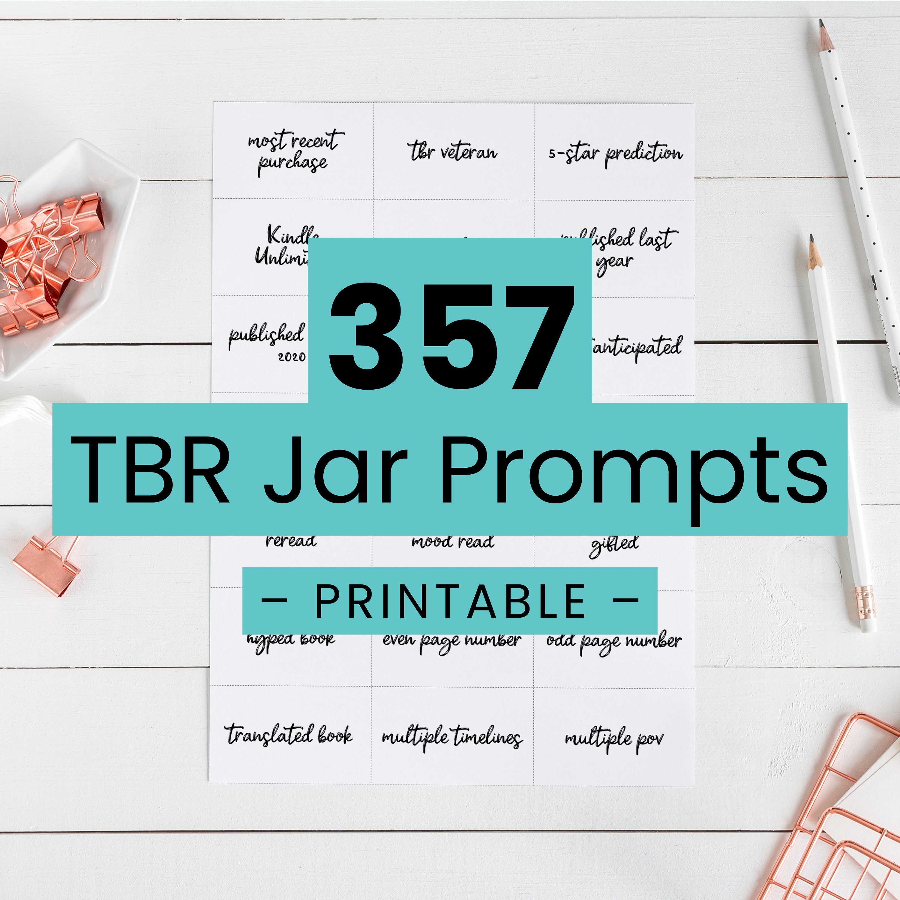 Printable TBR Jar Reading Prompts Reading Challenge PDF - Etsy UK