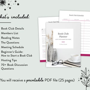Book Club Planner, Reading Group Printable, Book Club Questions, Book ...