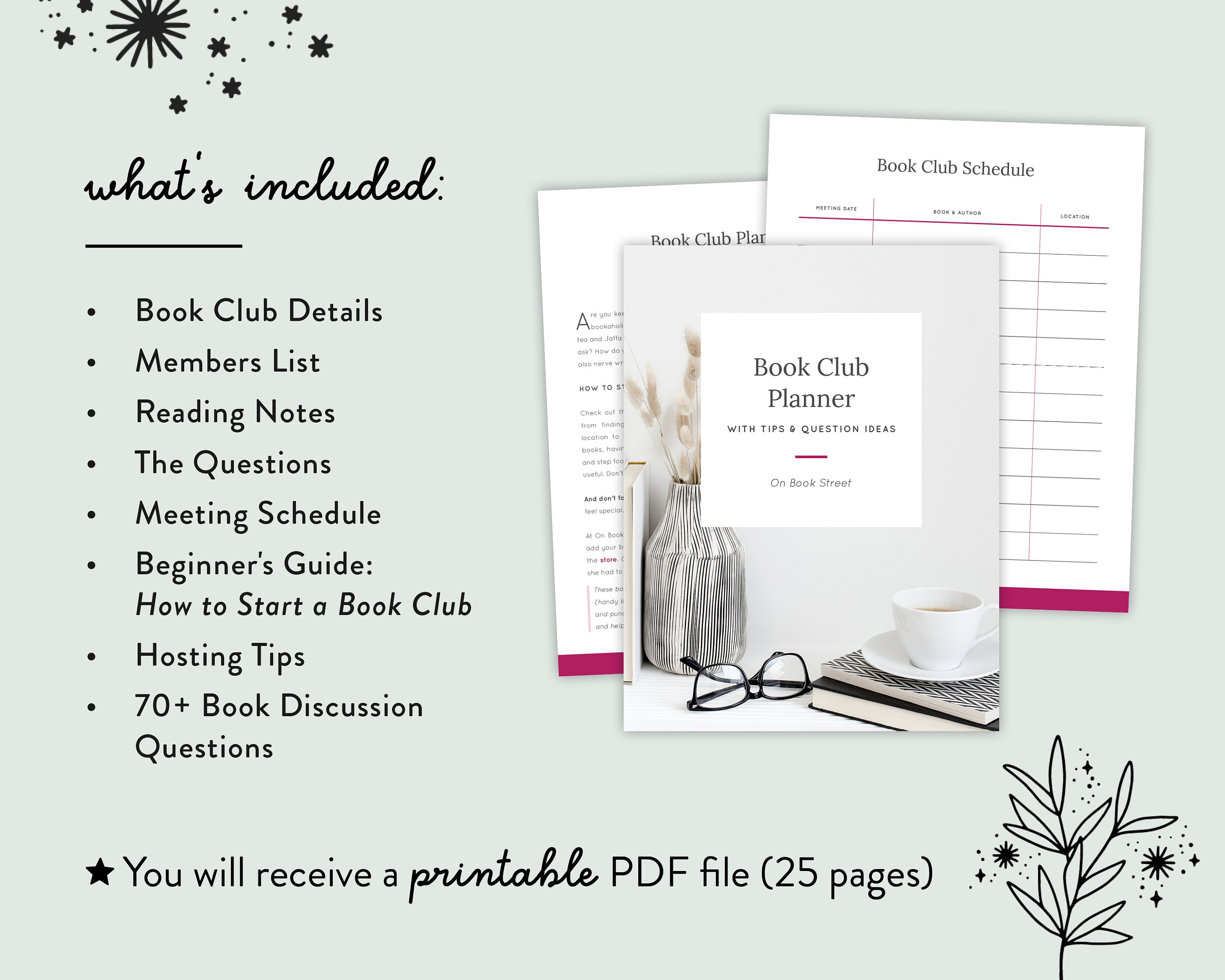 Book Club Planner Reading Group Printable Book Club - Etsy
