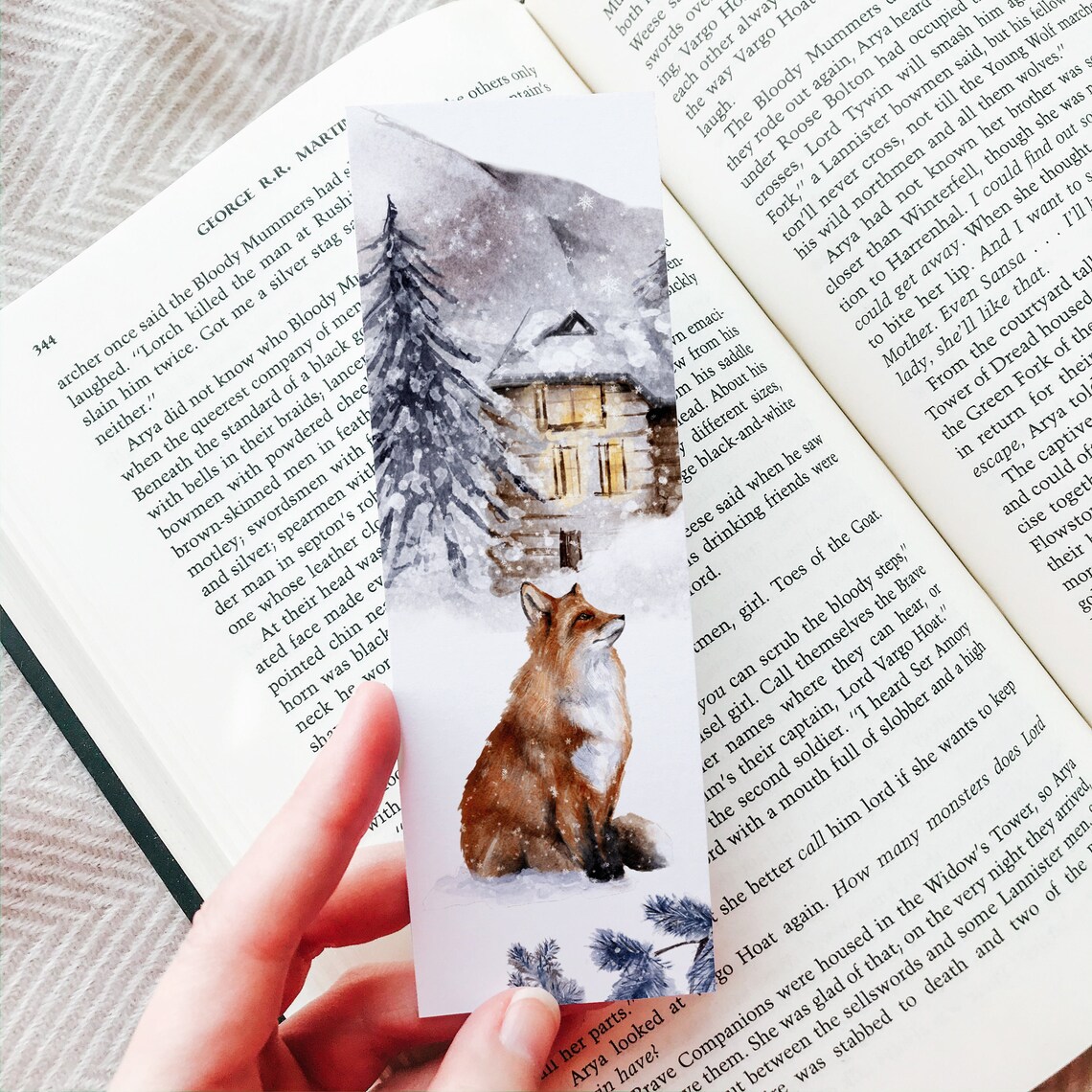 Fox Bookmark Printable Winter Woodland Animals Bookmark Snow - Etsy