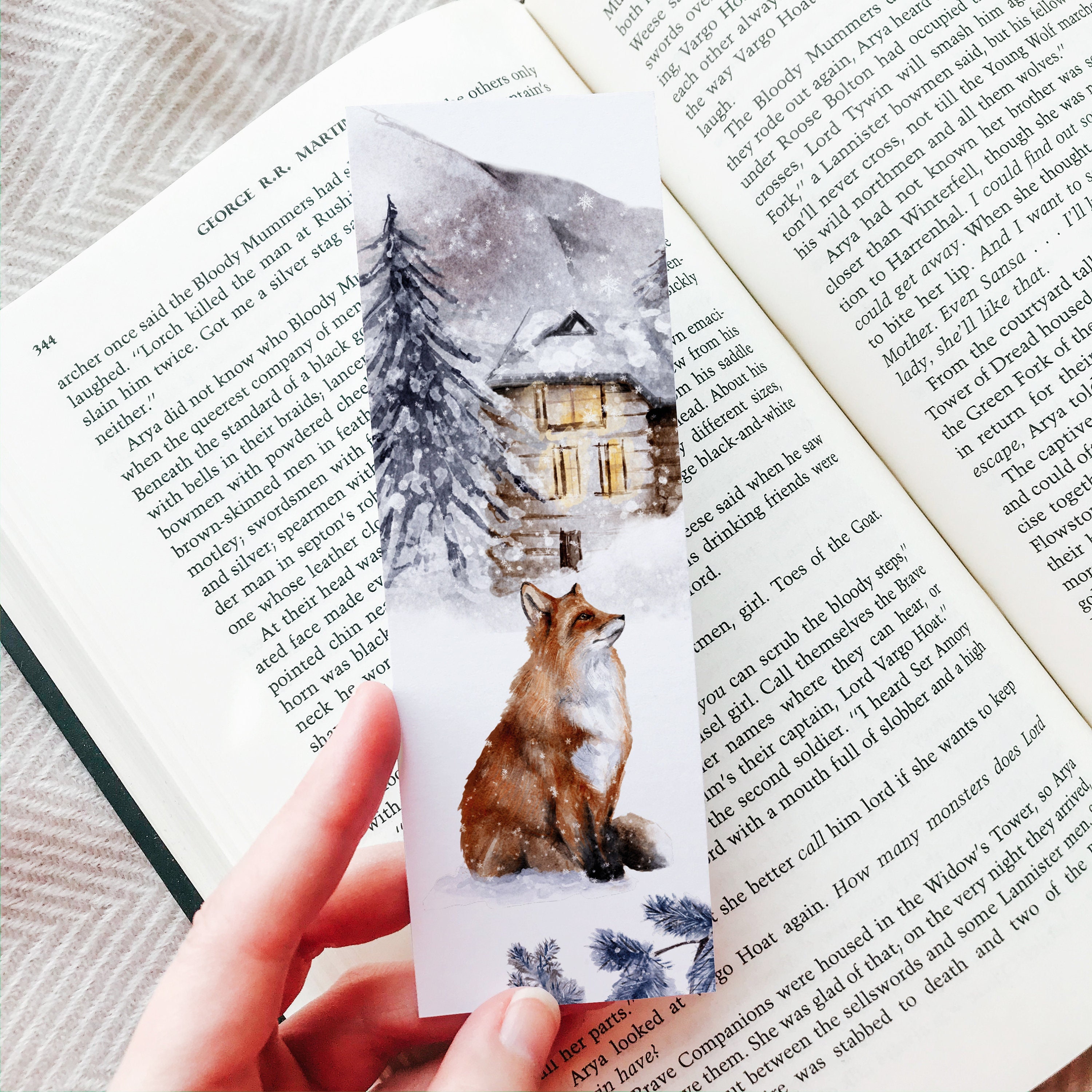 Fox Bookmark Printable, Winter Woodland Animals Bookmark, Snow Nature ...
