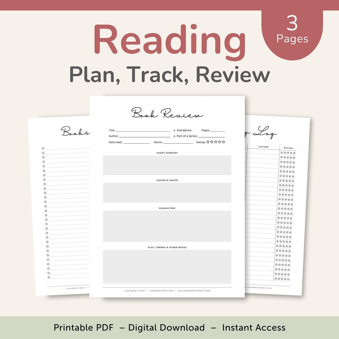 Reading Journal Printable Books to Read Book Diary Reading Tracker ...