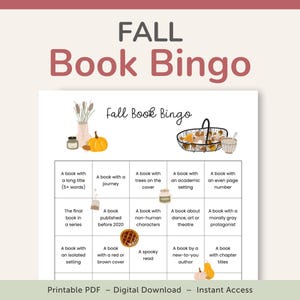 Fall Book Bingo Printable, Autumn TBR Game, Reading Prompts, What to ...