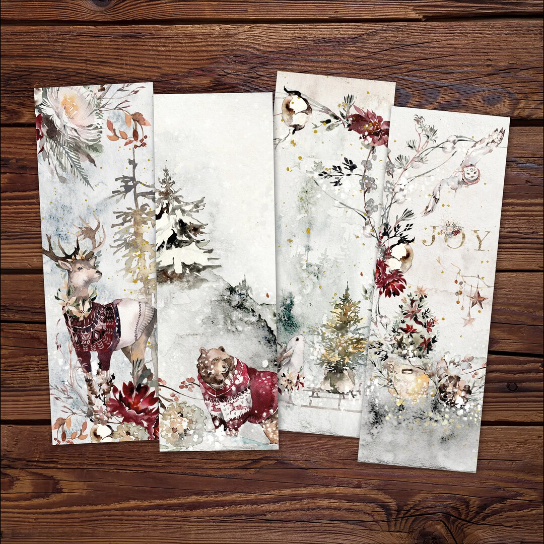 Christmas Bookmark Set, Printable Bookmarks for Readers, Woodland ...
