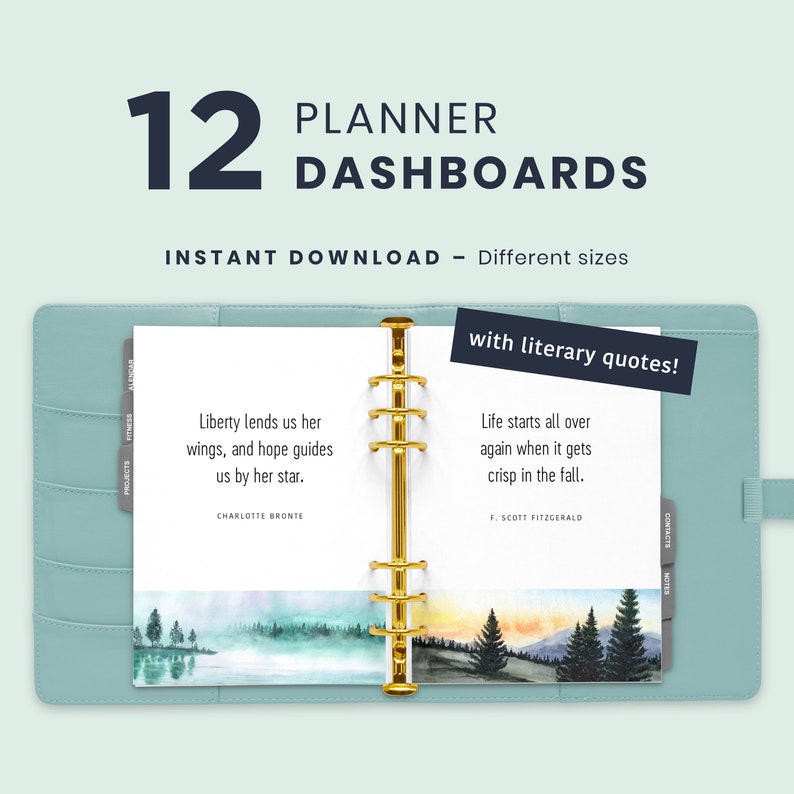 Planner Dashboard with Literature Quotes Planner Pages | Etsy