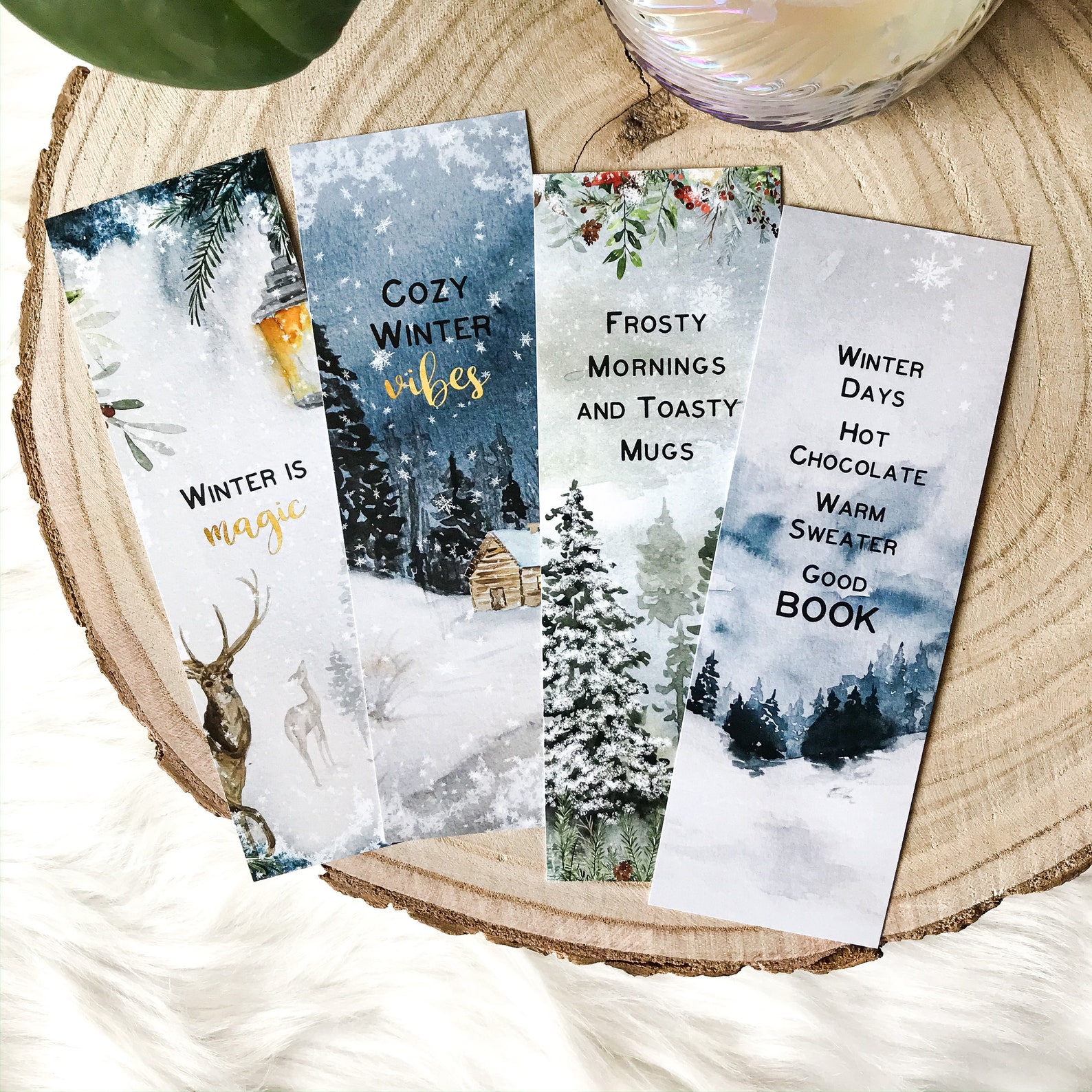 Winter Bookmark Set Printable Bookmarks for Readers Book - Etsy