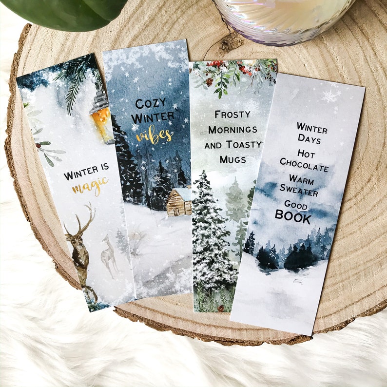Winter Bookmark Set Printable Bookmarks for Readers Book - Etsy