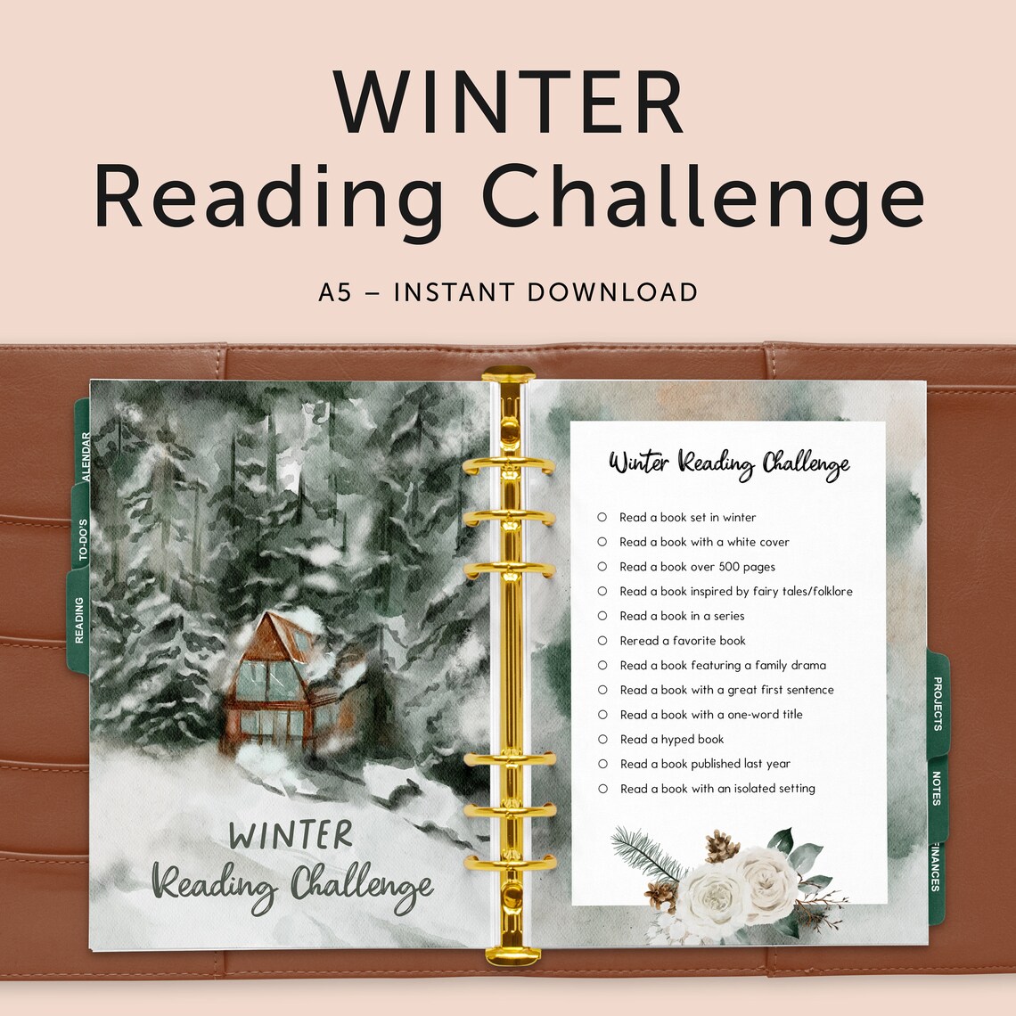 Winter Reading Challenge Printable Planner Inserts, Reading Prompts ...