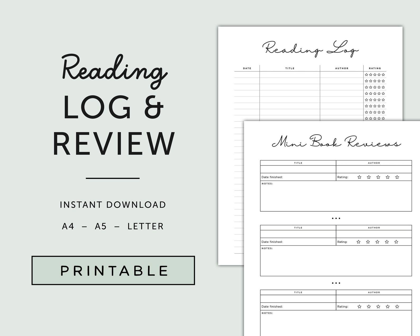 Reading Journal Reading Log Reading Tracker Book Log - Etsy