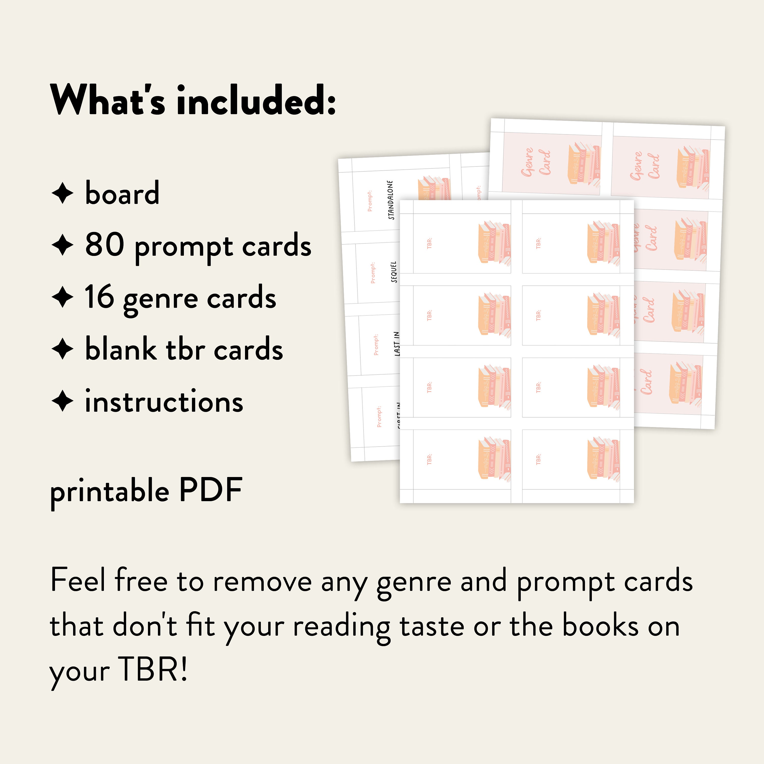 Printable TBR Board Game With Reading Prompts, Reading Challenge ...