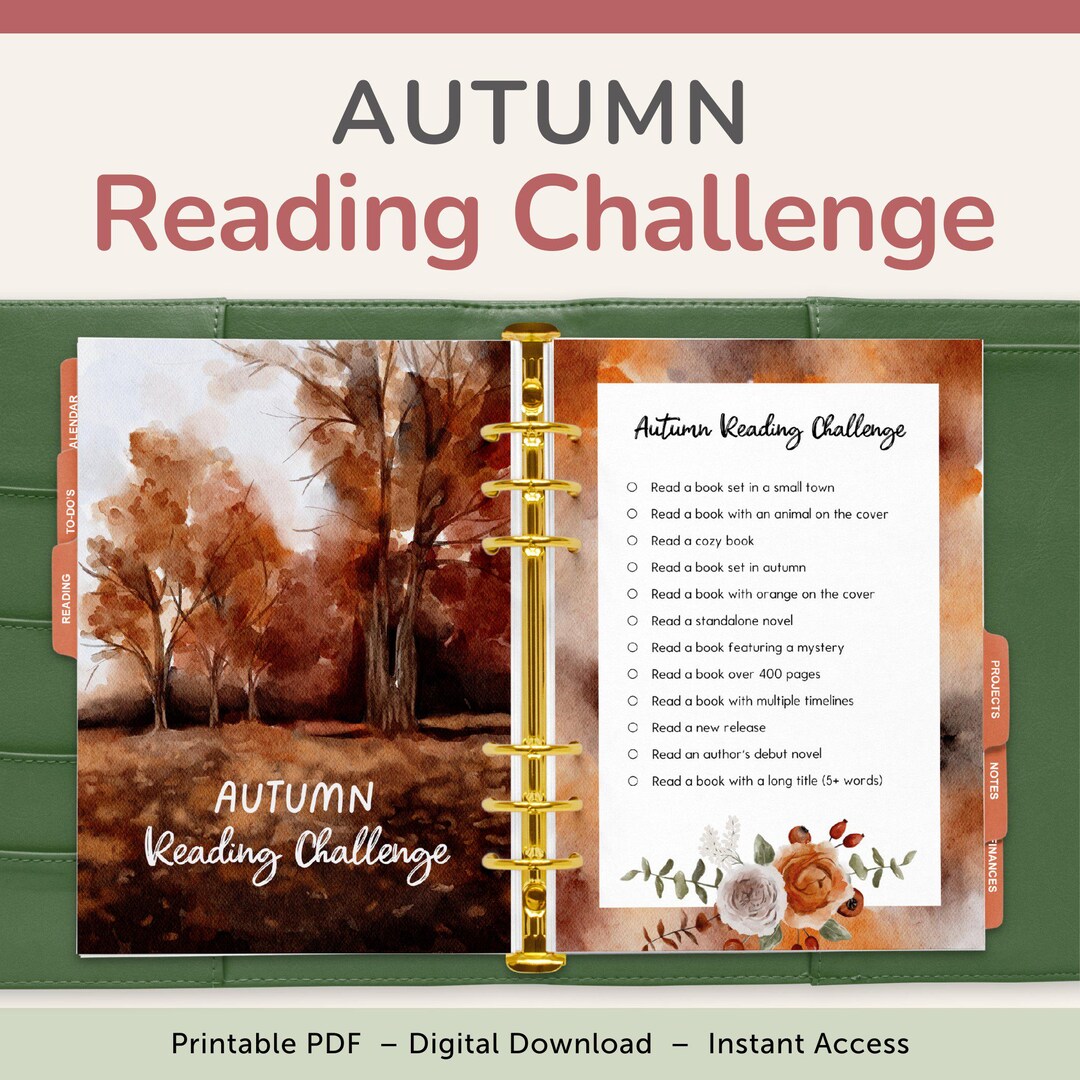 Fall Reading Challenge Printable, Autumn Reading Prompts, What to Read ...