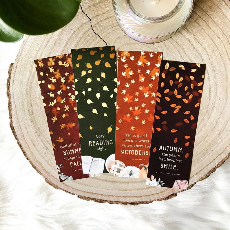 Autumn Bookmark Set Printable Bookmarks With Quotes Literary | Etsy