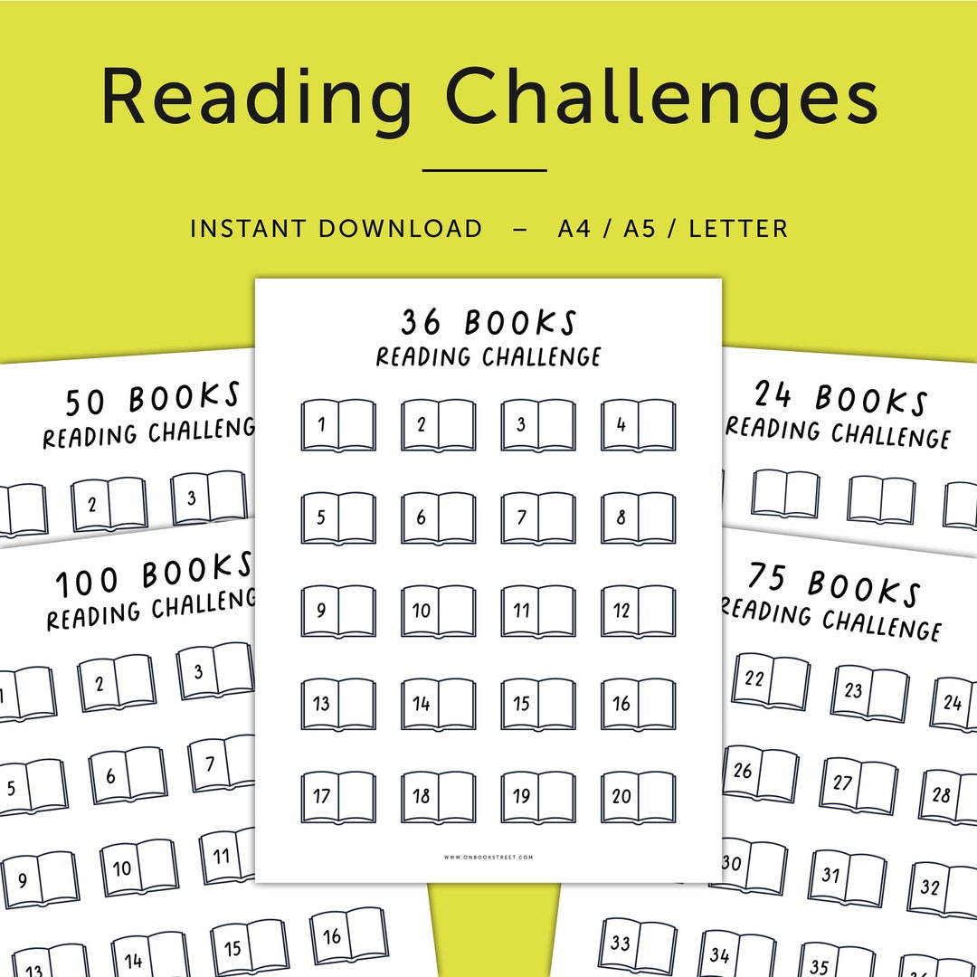 Printable Reading Challenge Templates, 24/36/50/75/100 Books to Read ... Printable Reading Challenge Templates, 24/36/50/75/100 Books to Read ...