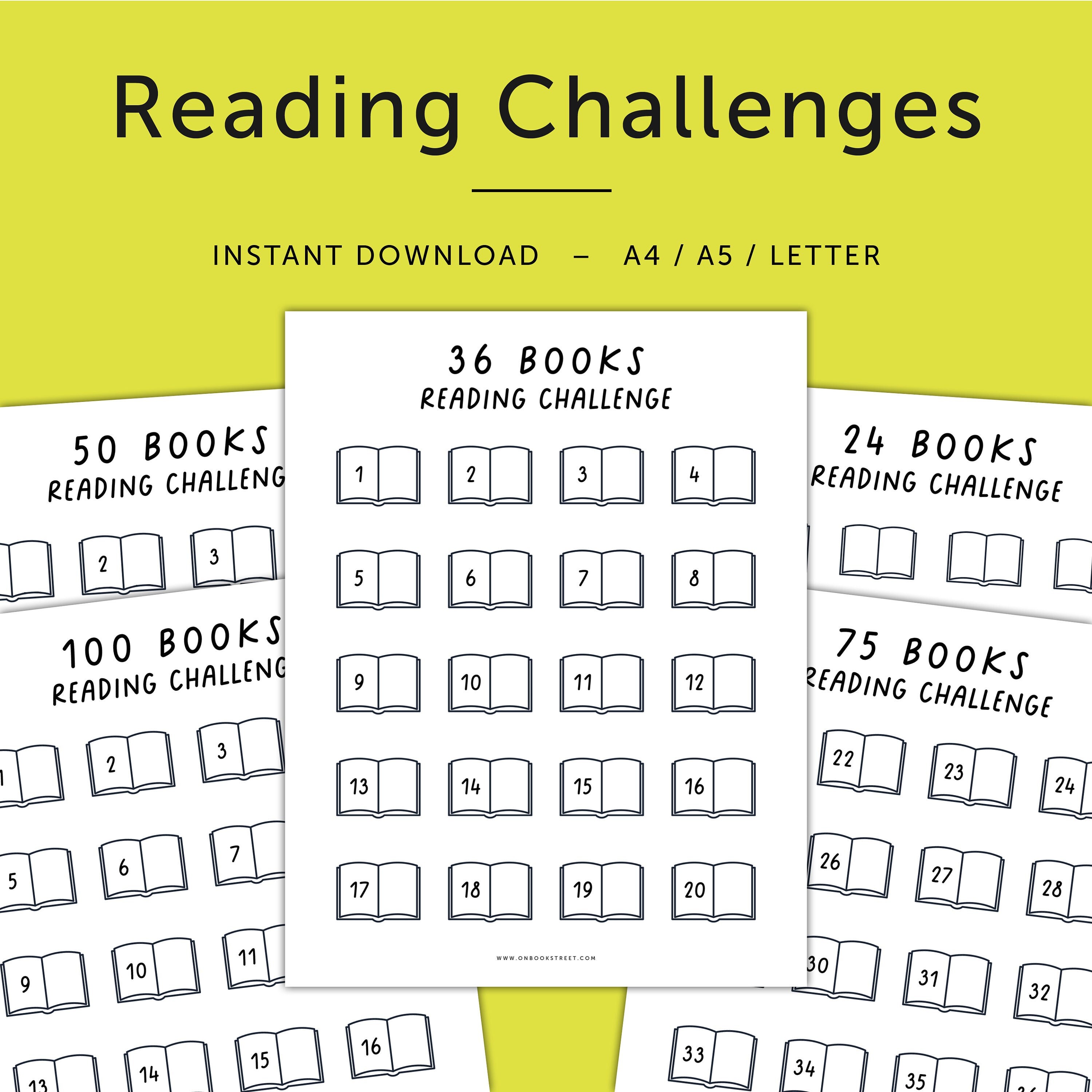 Printable Reading Challenge Templates, 24/36/50/75/100 Books to Read ...