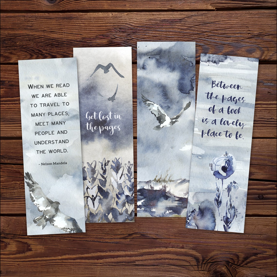 Printable Bookmarks Watercolor Birds With Bookish Quotes | Etsy
