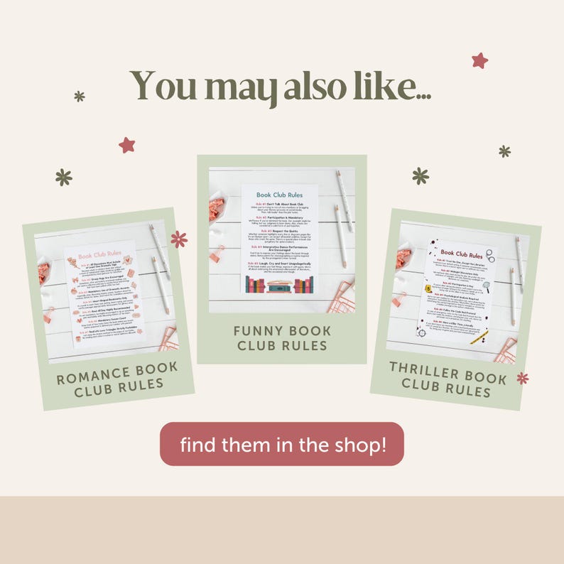 Book Club Rules Printable, Funny Book Club Gift, PDF – DOWNLOAD - Etsy