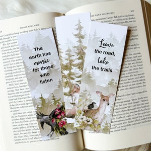 Nature Bookmarks Printable, Digital Watercolor Bookmark Set, Woodland ...