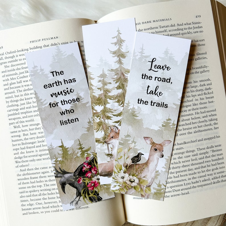 Nature Bookmarks Printable, Digital Watercolor Bookmark Set, Woodland ...