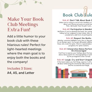 Funny Book Club Rules Printable, Book Club Gift, PDF DOWNLOAD - Etsy