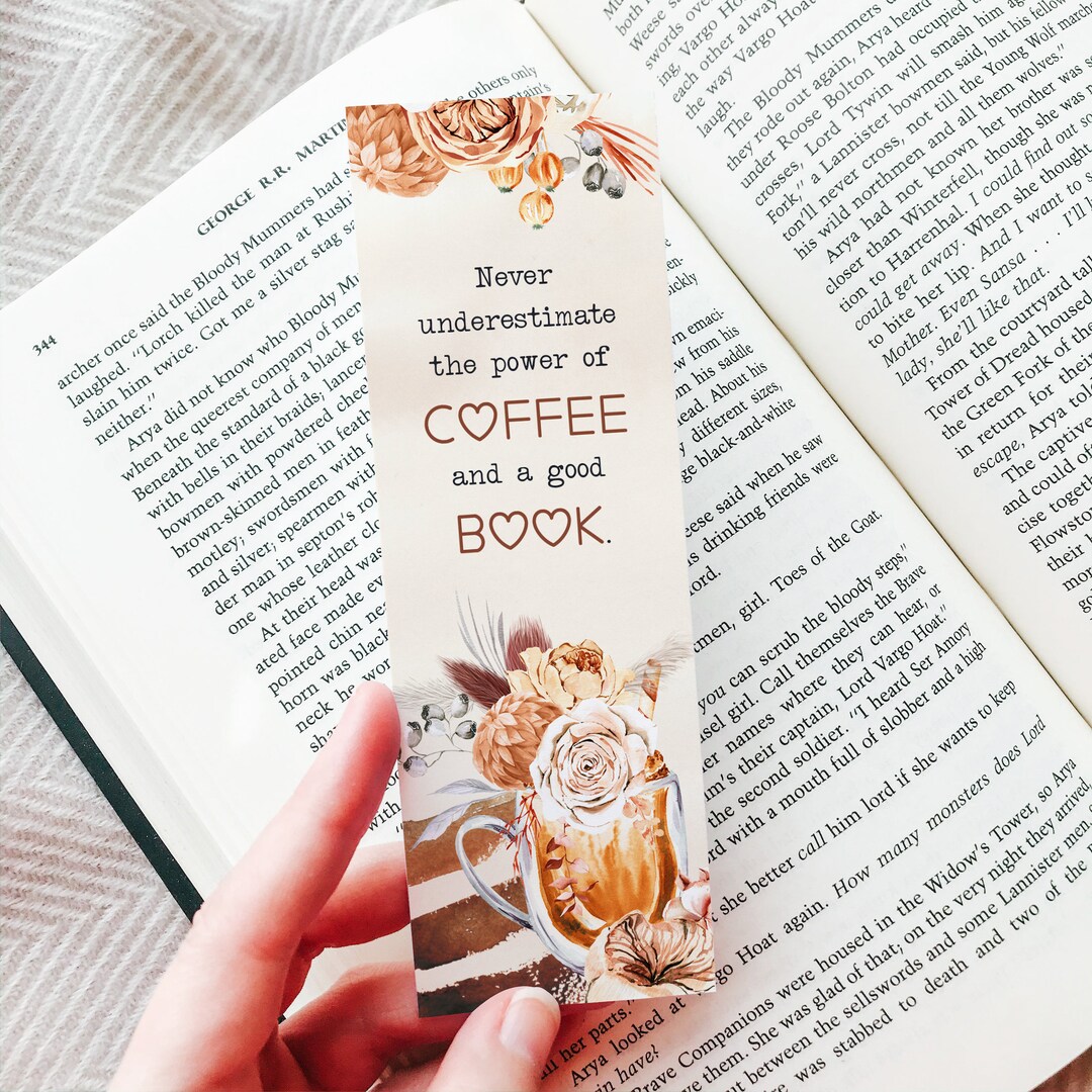 Coffee and Book Printable Bookmark PDF, Bookish Gifts for Readers ...