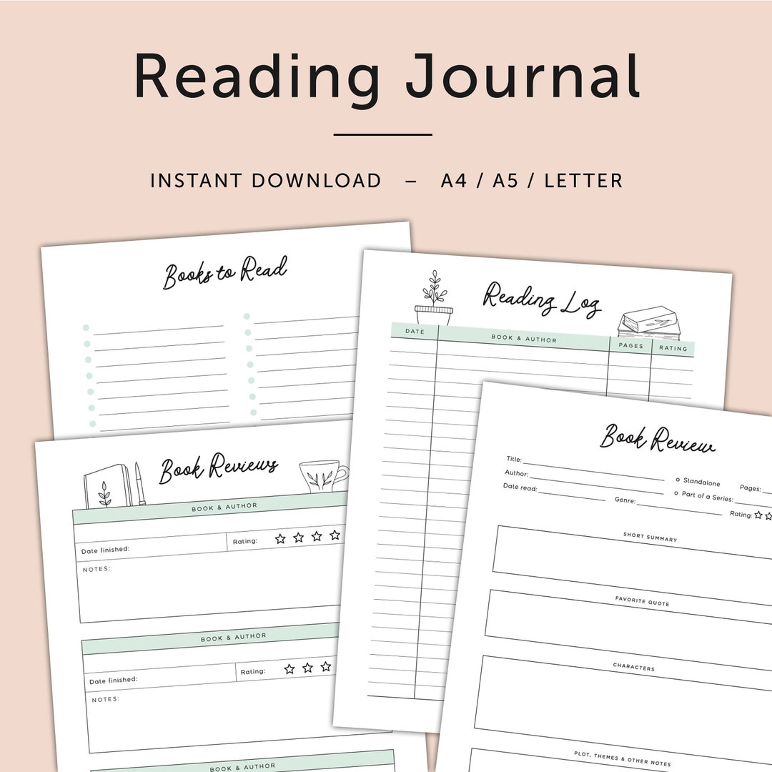 Book Review Template, Printable Reading Journal, PDF DOWNLOAD - Etsy