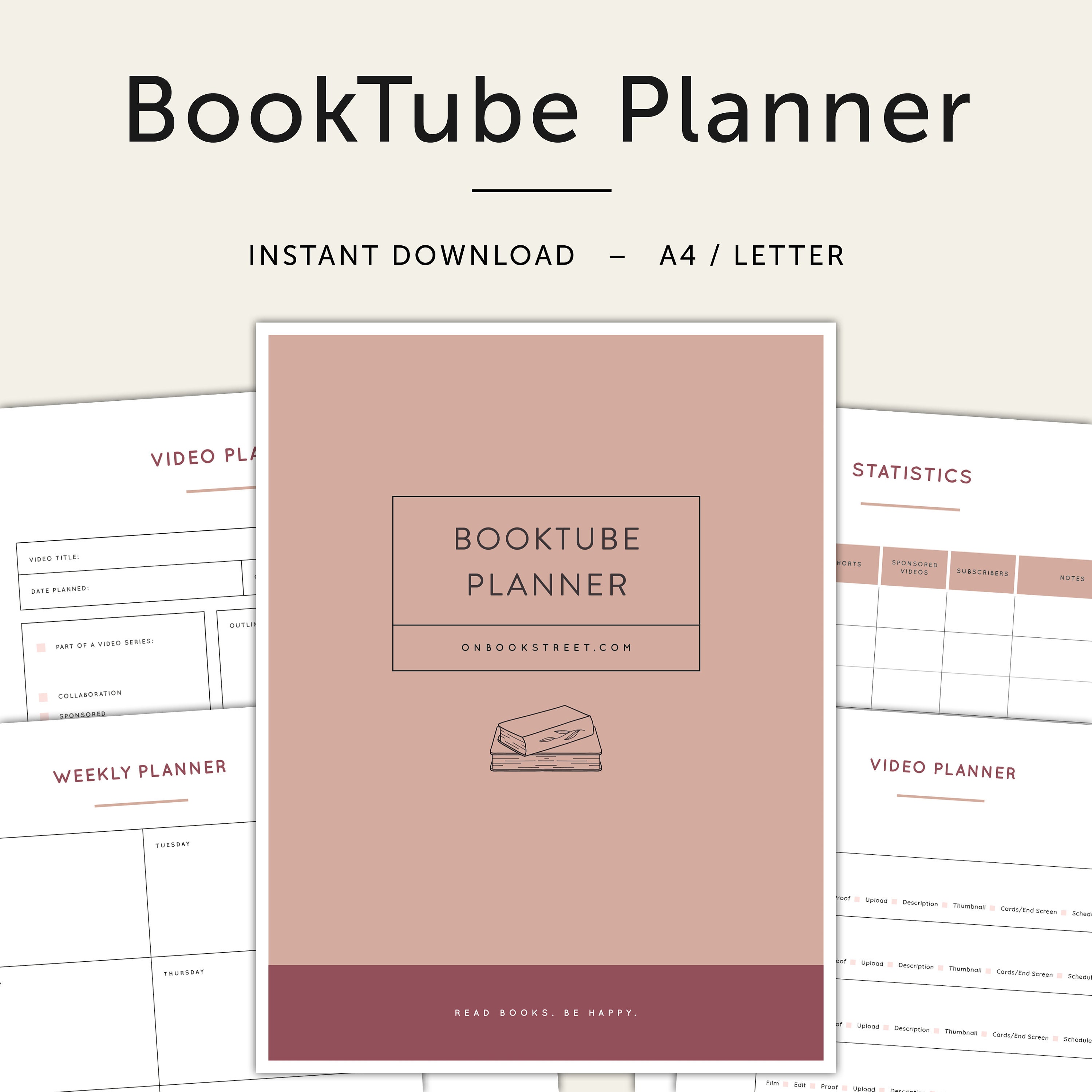 Booktube Planner, Youtube Content Planner for Book Reviewers, Reading ...