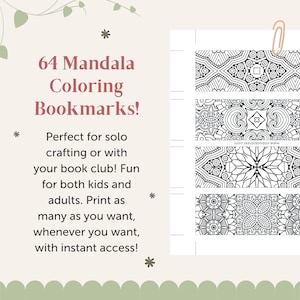 Mandala Coloring Bookmarks Printable, DIY Book Lover Gifts, PDF ...