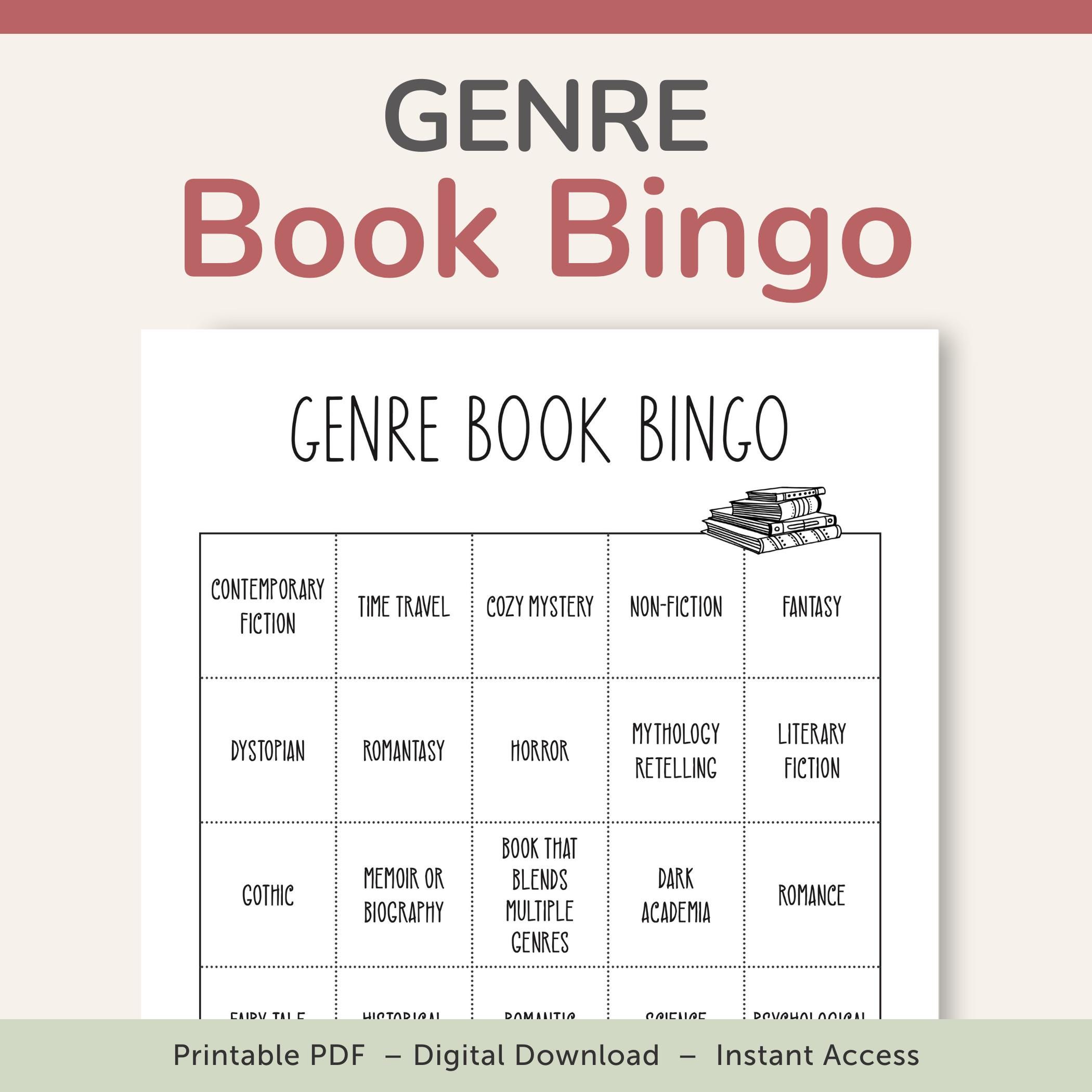 Genre Book Bingo, Printable TBR Game, Reading Challenge, PDF – DOWNLOAD ...