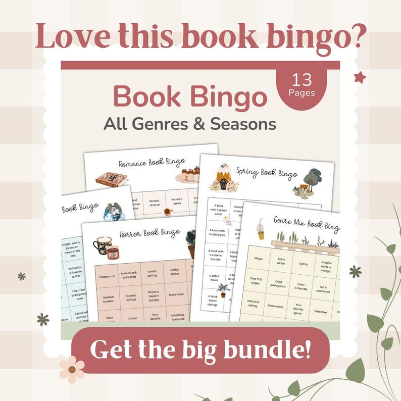 Horror & Thriller Book Bingo Printable, TBR Game, Reading Prompts, What ...