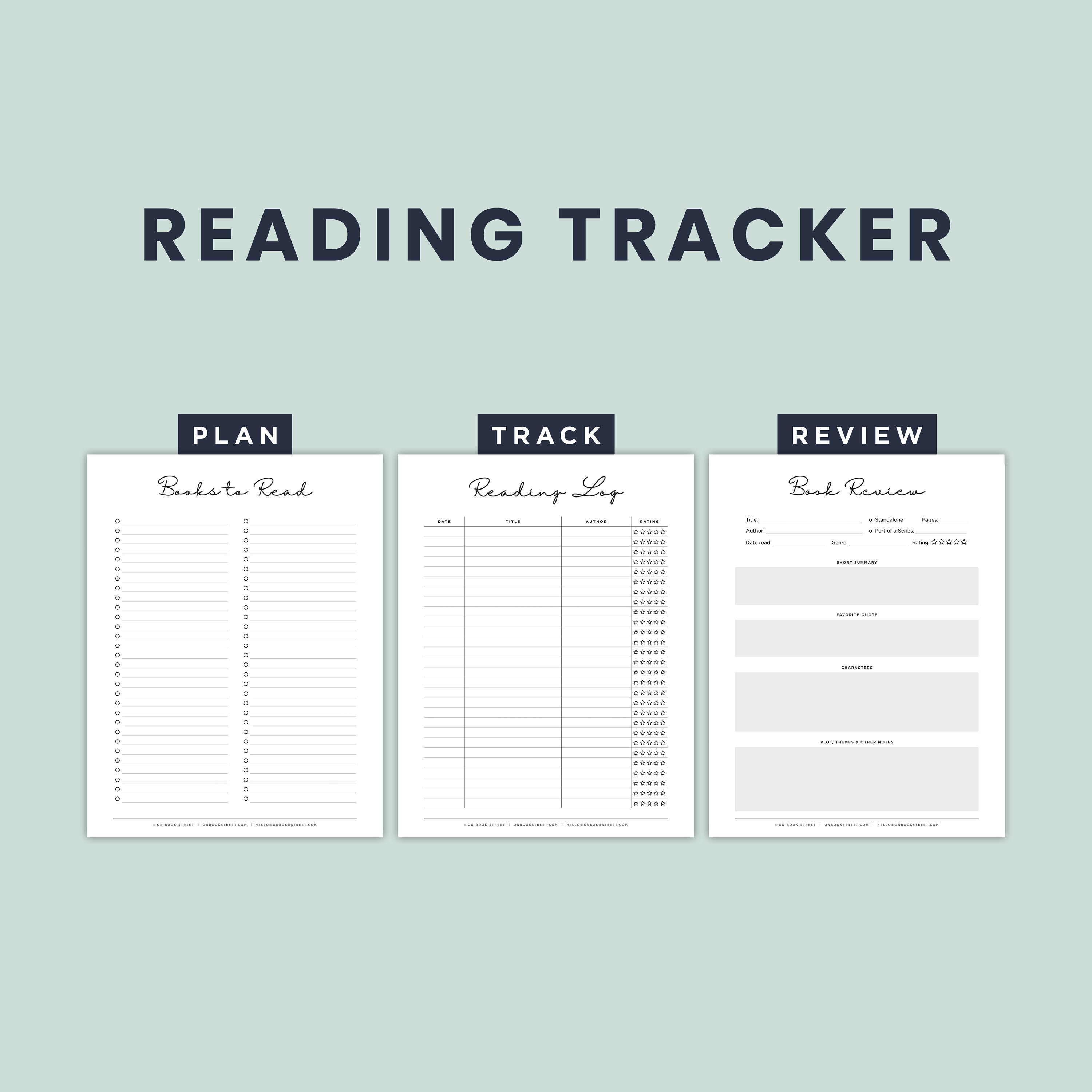 Reading Journal Printable Books To Read Book Diary Reading | Etsy