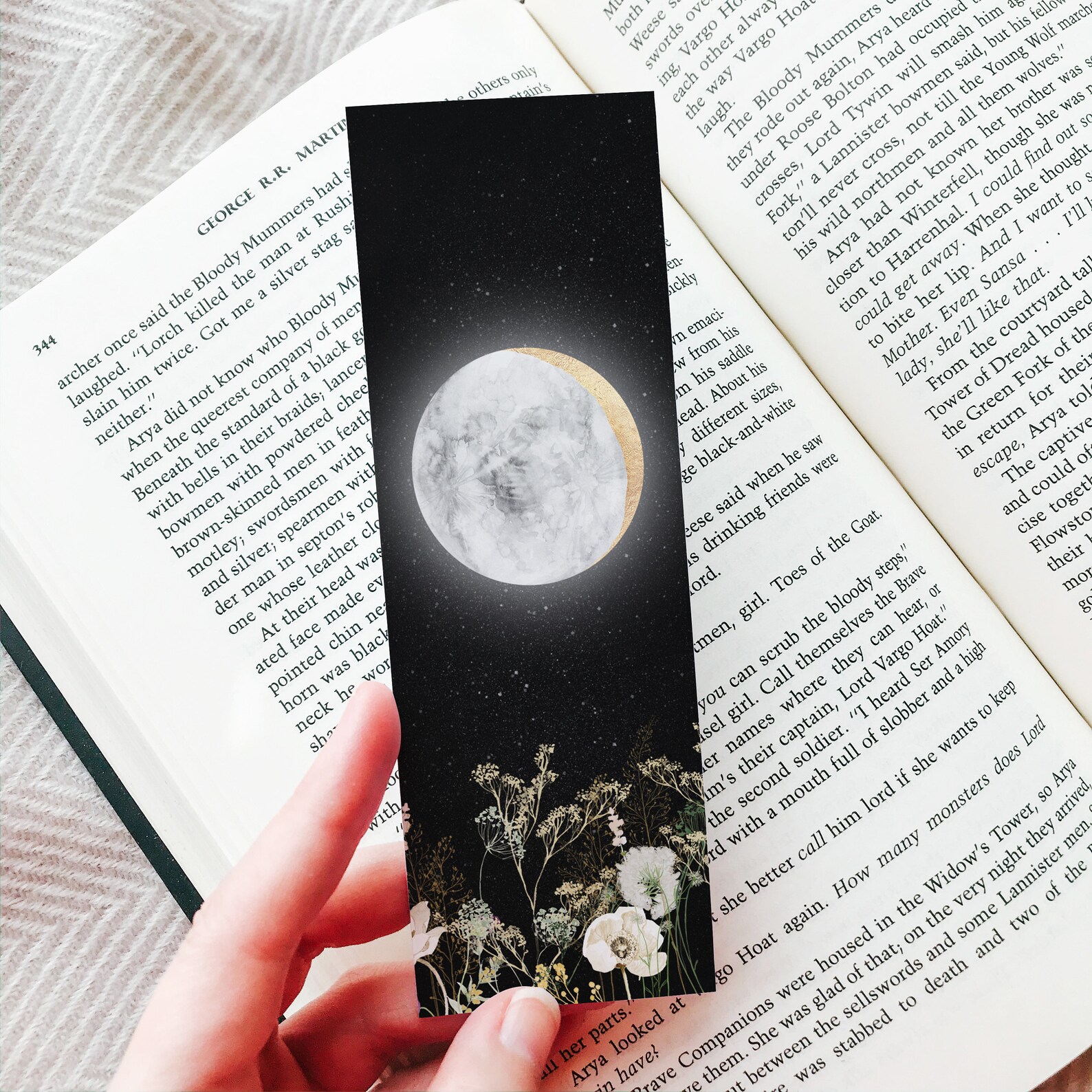 Moon Flower Printable Bookmarks Set, Night Sky Bookmarks Moon Phases ...