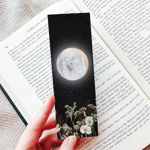 Moon Flower Printable Bookmarks Set, Night Sky Bookmarks Moon Phases ...