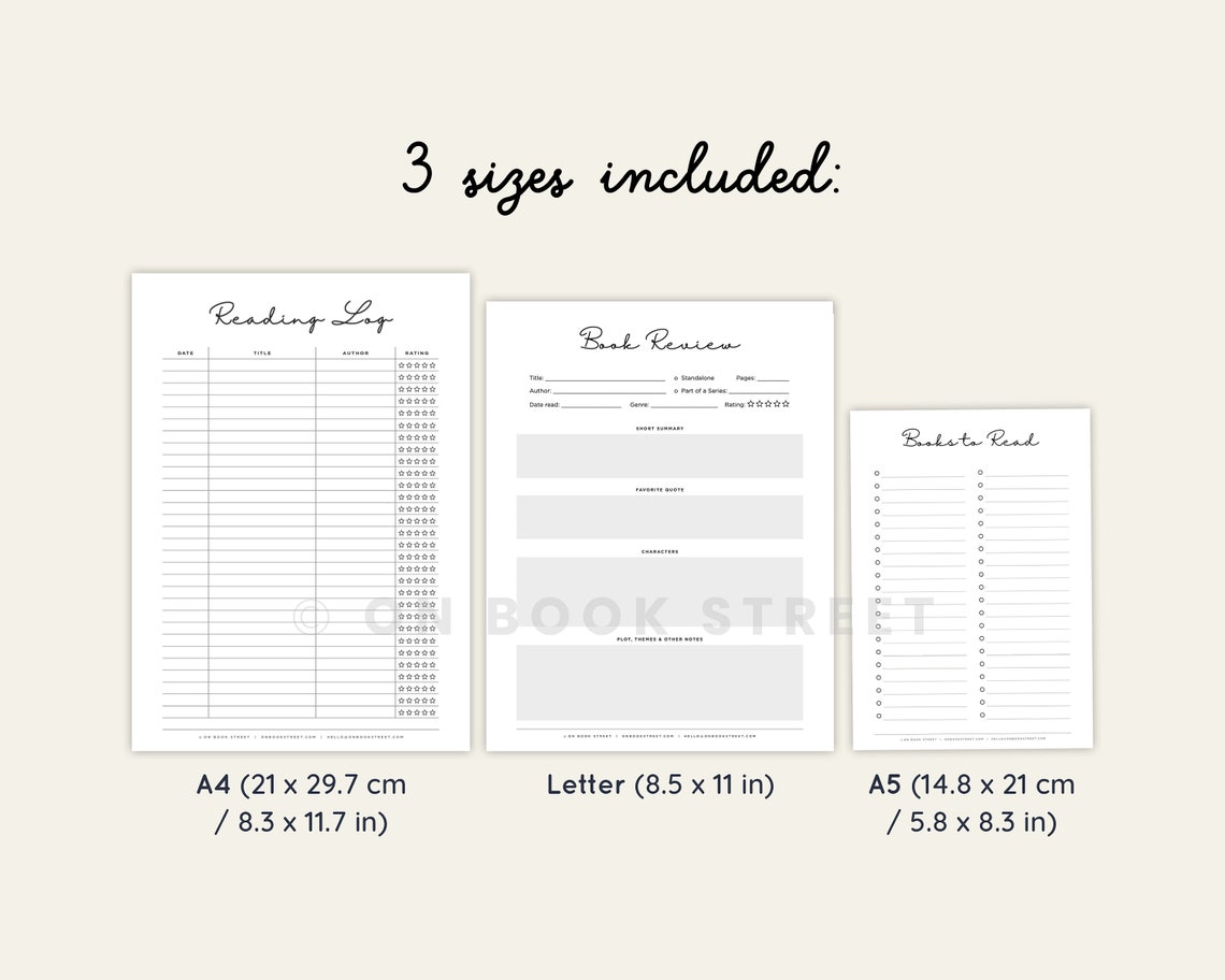 Reading Journal Printable Books to Read Book Diary Reading | Etsy