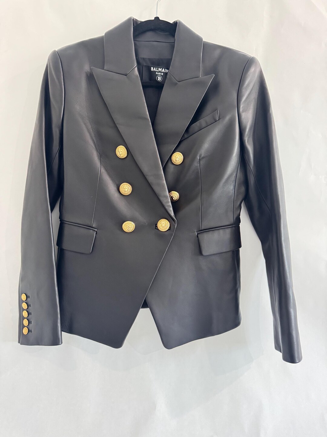 Balmain PARIS Six-button Leather Blazerwomen’s Size FR 42, Luxury ...