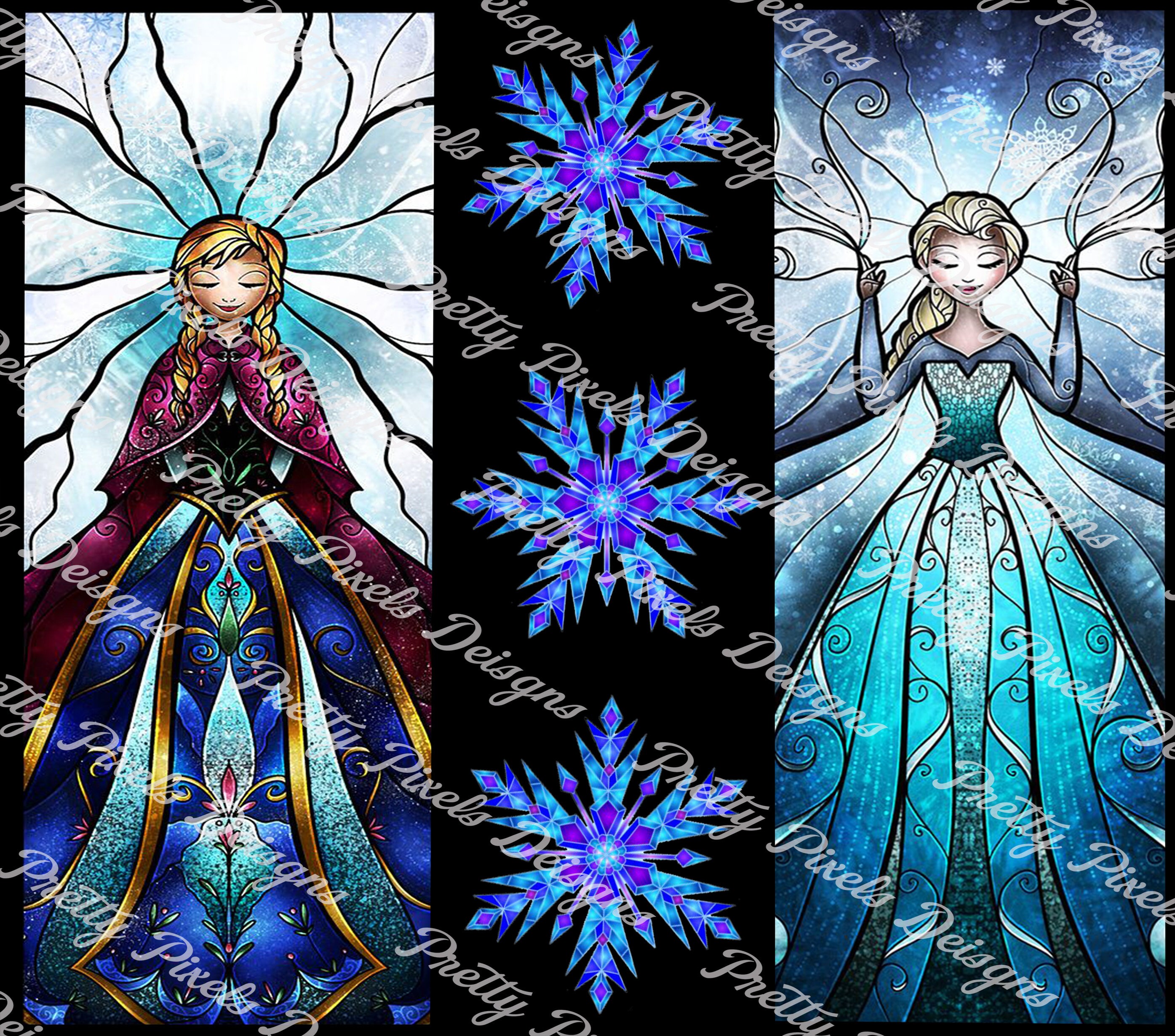 20 Oz Elsa and Anna Stained Glass Two Designs - Etsy