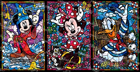 12 Oz 2 Mickey Minnie and Donald Stained Glass Designs - Etsy