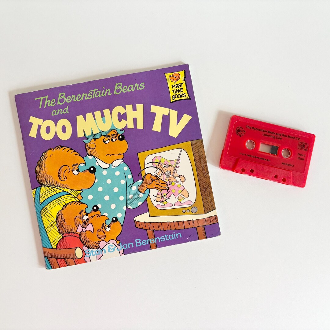 The Berenstain Bears and Too Much TV Book With Cassette Tape // Vintage ...