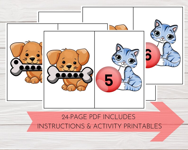 Dog & Cat Preschool Number Match Printable / Math Counting | Etsy