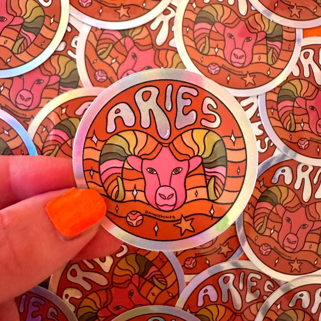 Aries Holographic Sticker - Etsy