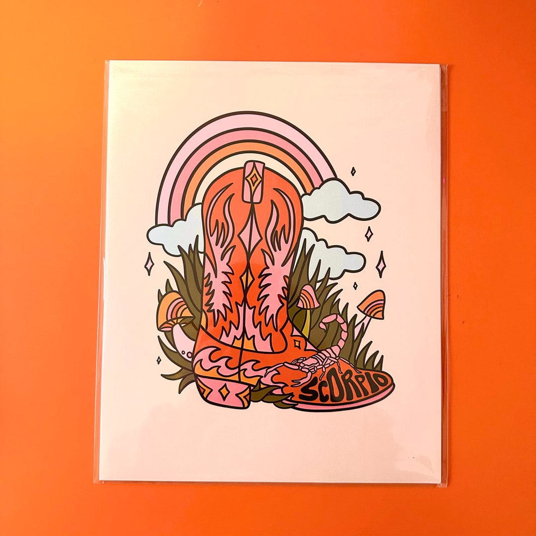 Scorpio Cowboy Boot Art Print - Etsy