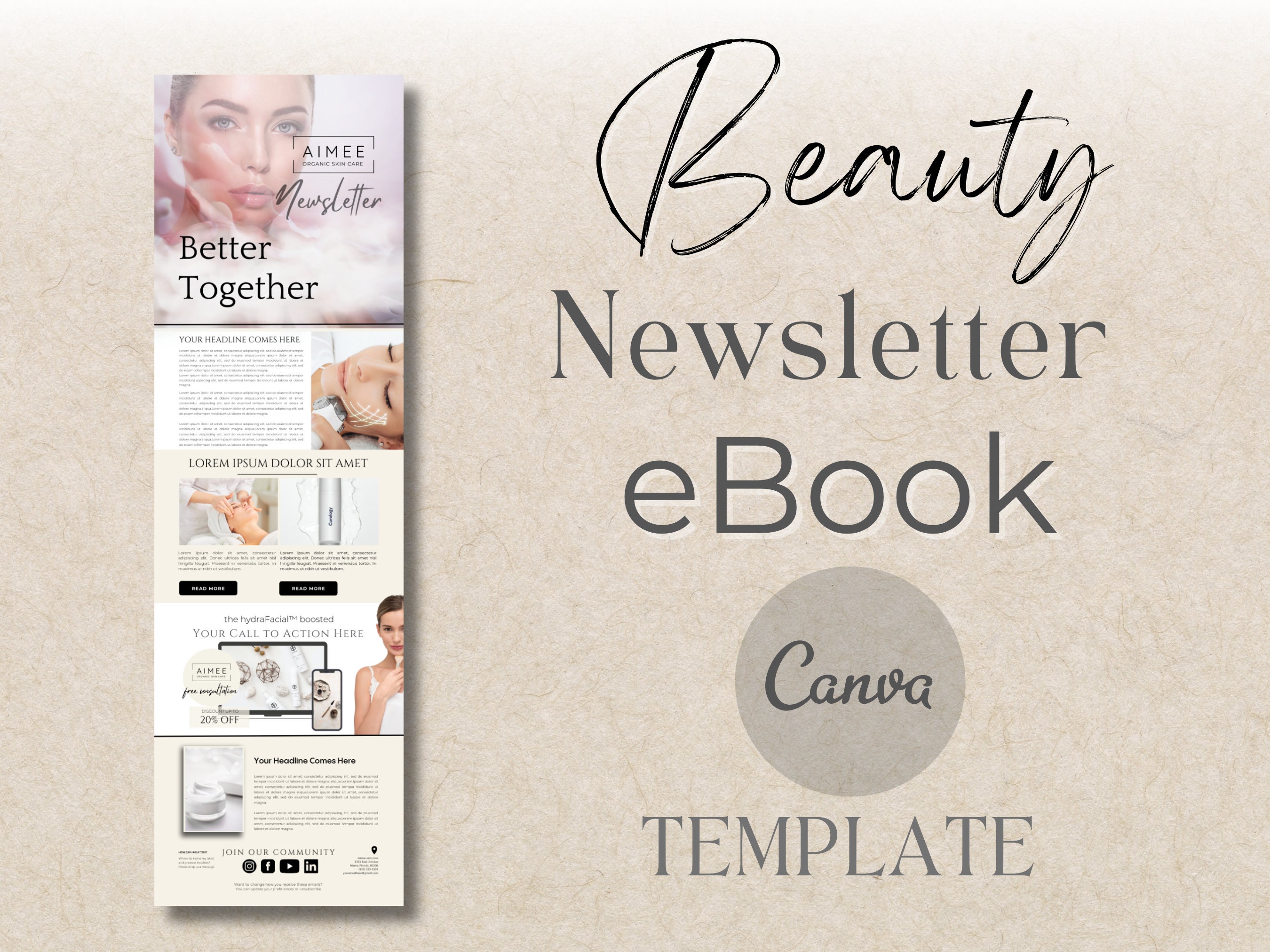 Beauty Canva Editable Email Design Newsletter, Skincare, Cosmetic ...