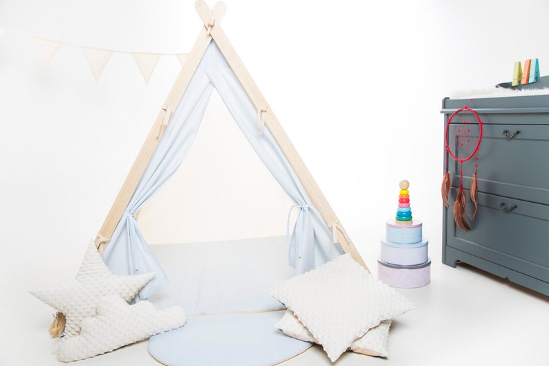 Tipi Tipi Tent Cotton Blue Teepee Tent for Children by | Etsy UK