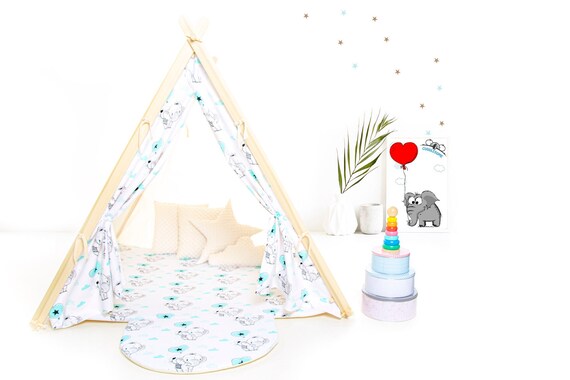 Baby elephants teepee tent for kids by Cuddlesome/ tipi with | Etsy