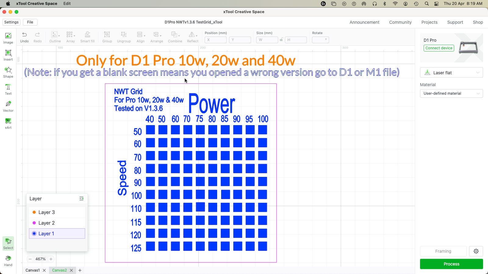 Speed & Power Test File V1.5.3 Latest Ver- (XCS) XTOOL Creative Space ...