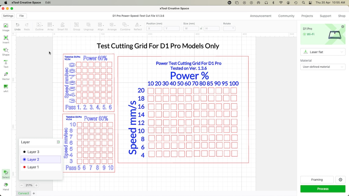 Speed & Power Test File V1.5.3 Latest Ver- (XCS) XTOOL Creative Space ...