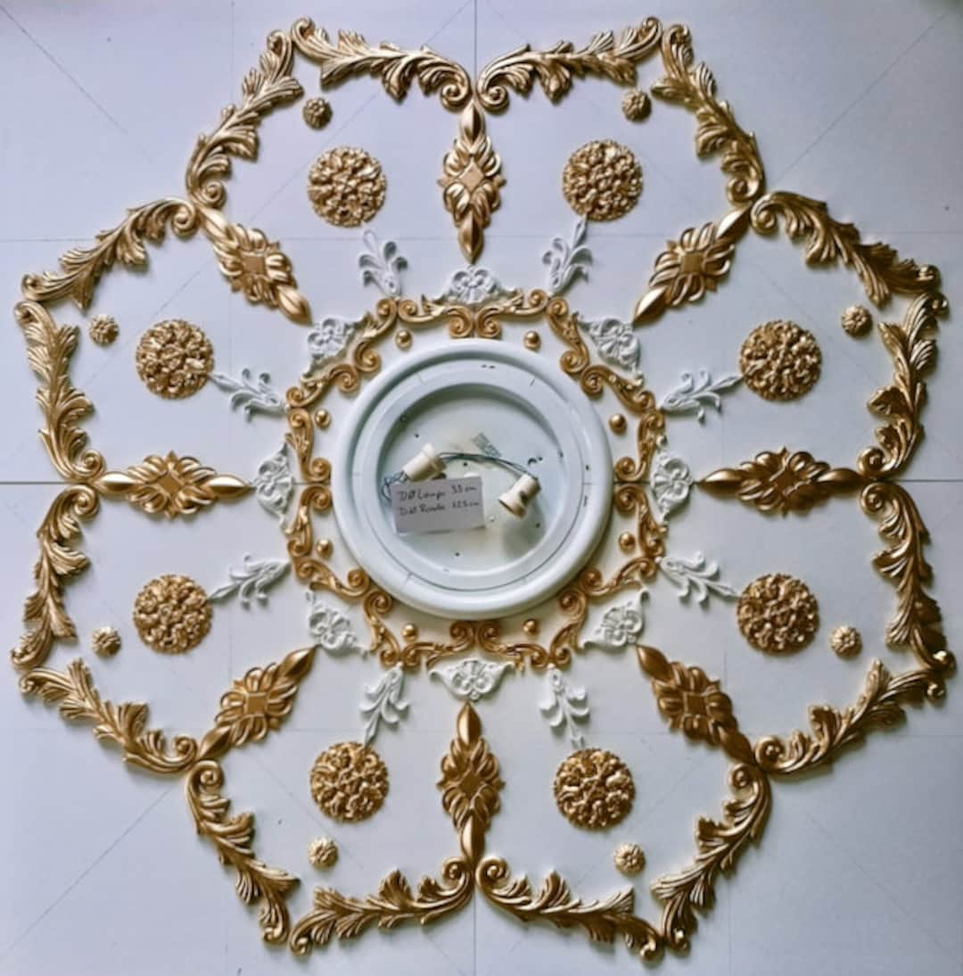 Large Plaster Stucco Rosette, Ceiling Mirror Decoration D: 35/125 Cm - Etsy