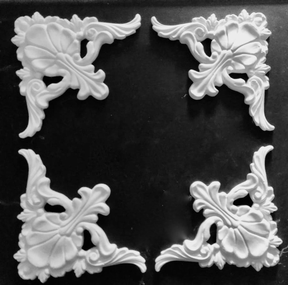Set of 4 Stucco Corners Decorative Ornament Plaster Relief baroque ...